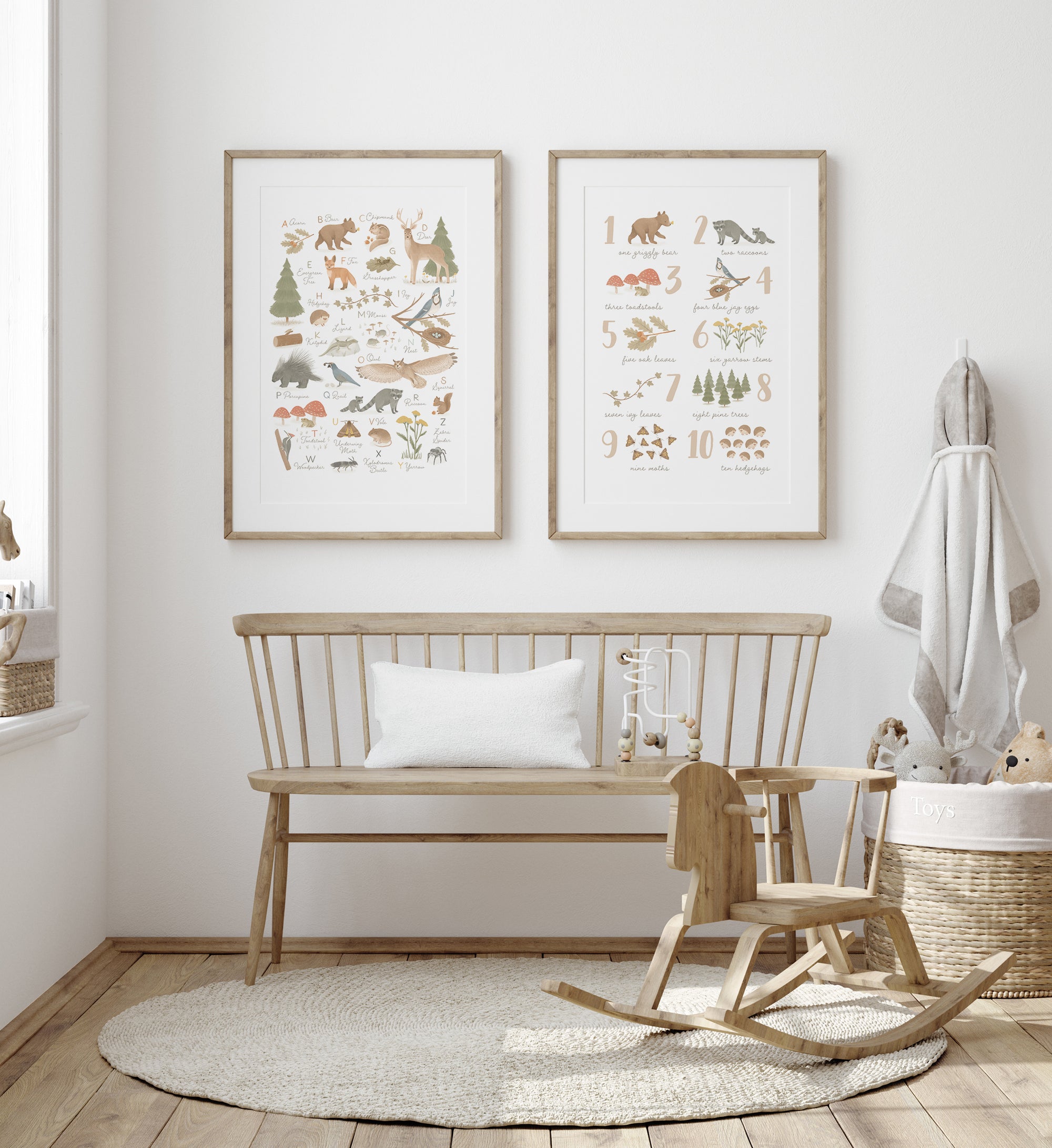 Woodland Alphabet and Numbers Set of 2 Prints - Little Folk Printables