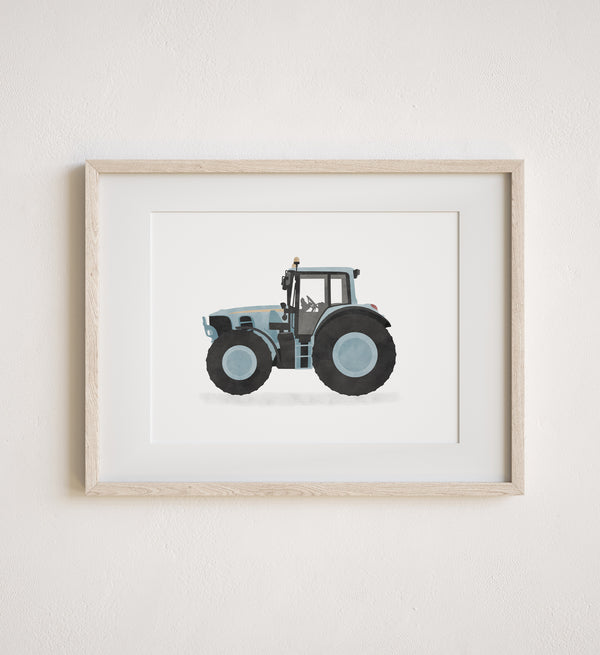 Tractor Horizontal Print - Light Blue - Little Folk Printables