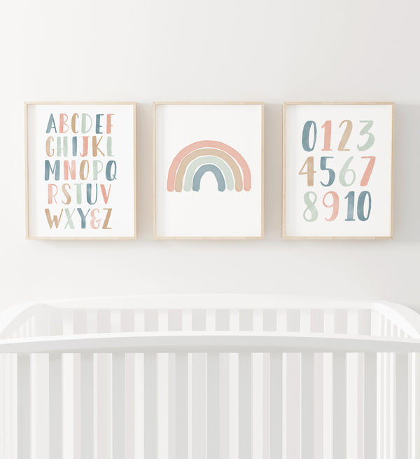 Rainbow, Alphabet & Numbers Set of 3 Prints - MPCP - Little Folk Printables